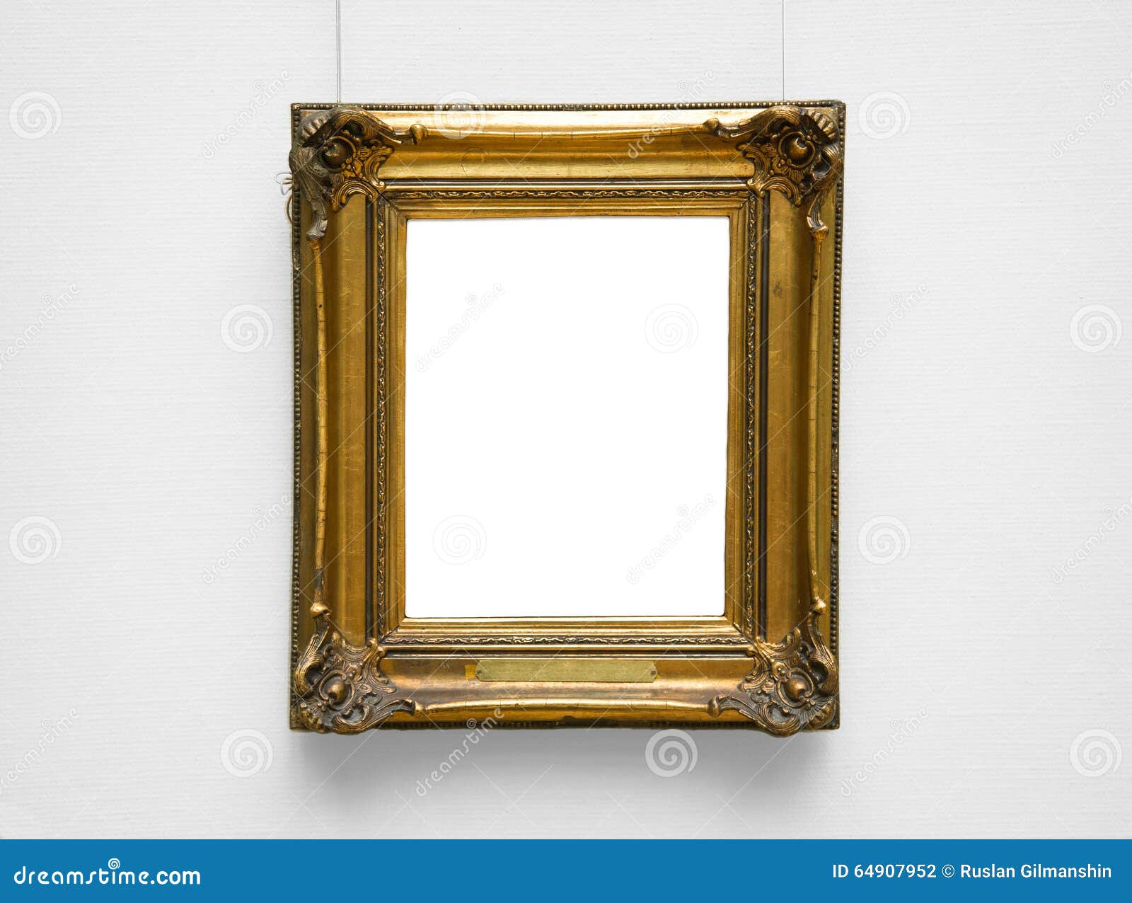 Gold Empty Frame on White Wall Stock Photo - Image of border, golden ...