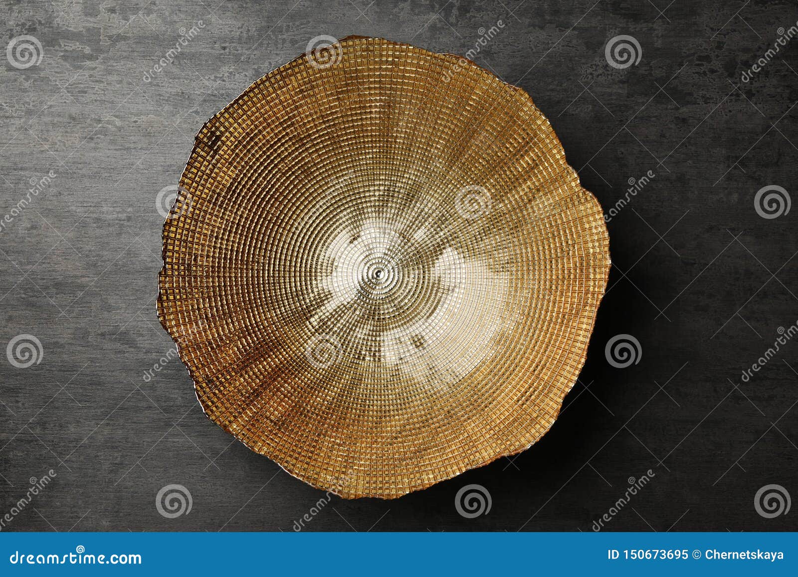 Gold Empty Plate on Black Background Stock Image - Image of equipment ...
