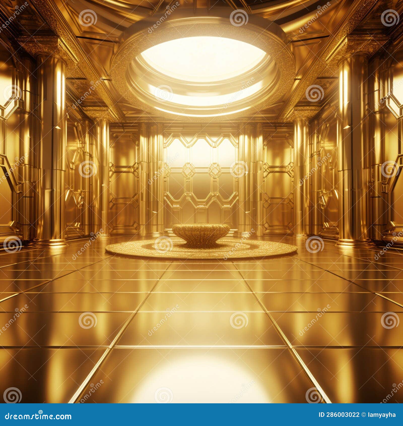 Gold Empty Room Background with Window. Generative Ai. Modern ...