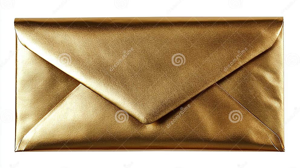 Gold Envelope, Isolated, White Background, Luxury Mail, Design Element ...