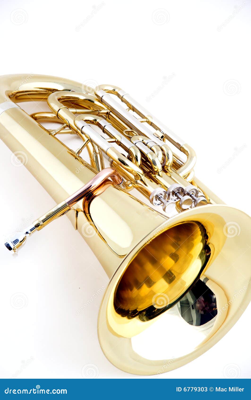 Gold Euphonium Isolated on White Bk Stock Image - Image of bell, horn ...