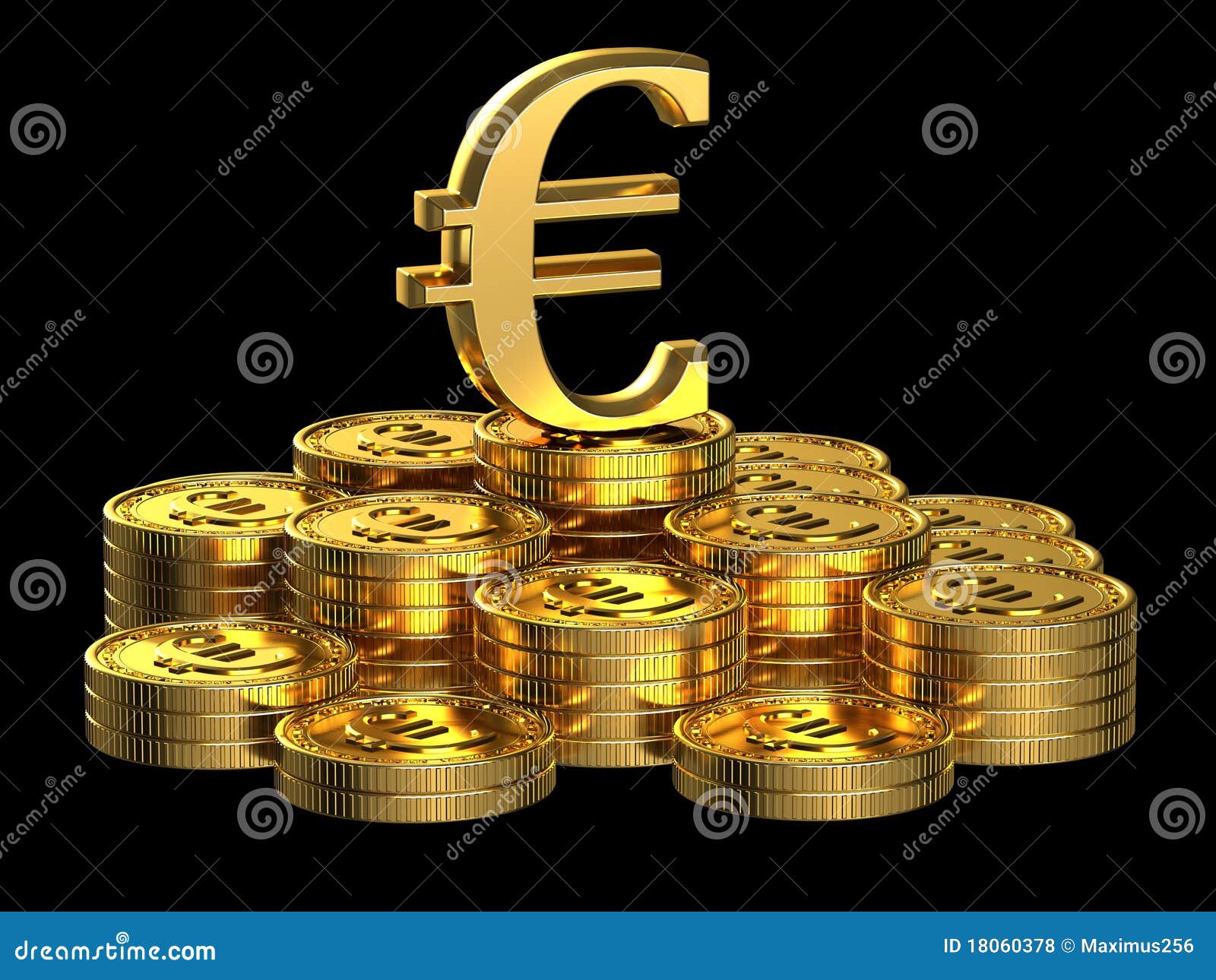 Gold Euro coins stock illustration. Illustration of isolated - 18060378