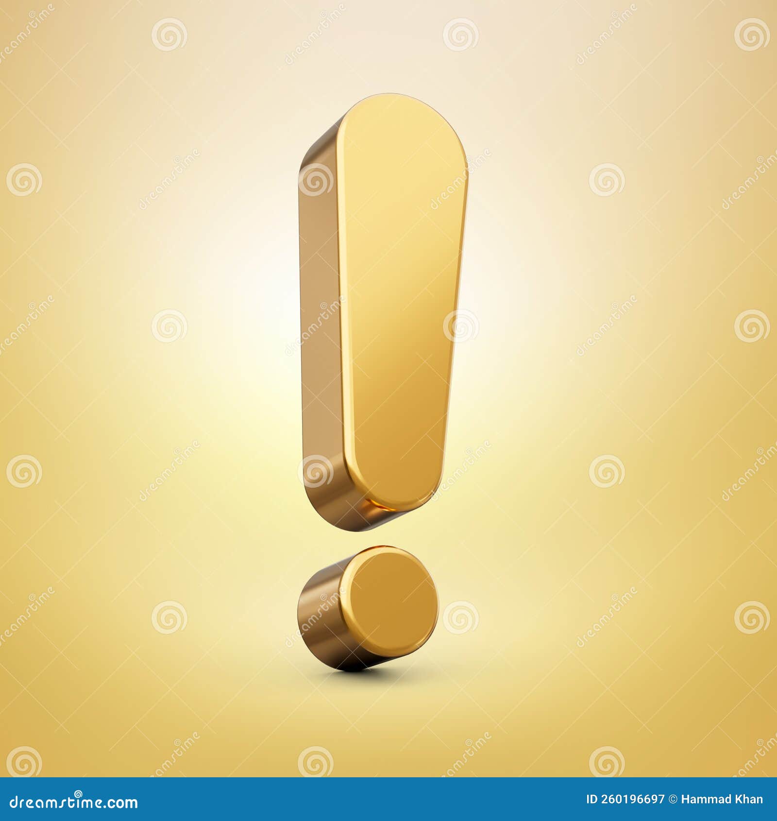 Gold Exclamation Mark , Isolated on Golden Background 3d Illustration ...