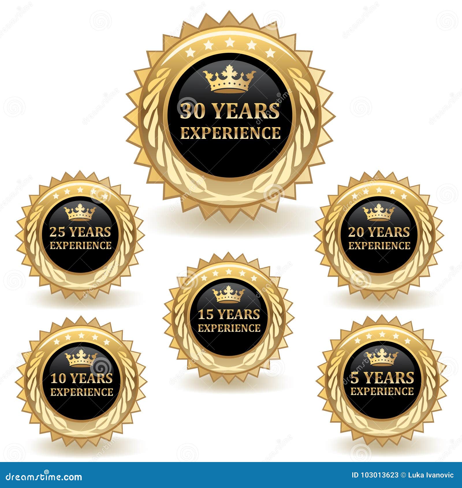 Gold Experience Badges stock illustration. Illustration of official ...