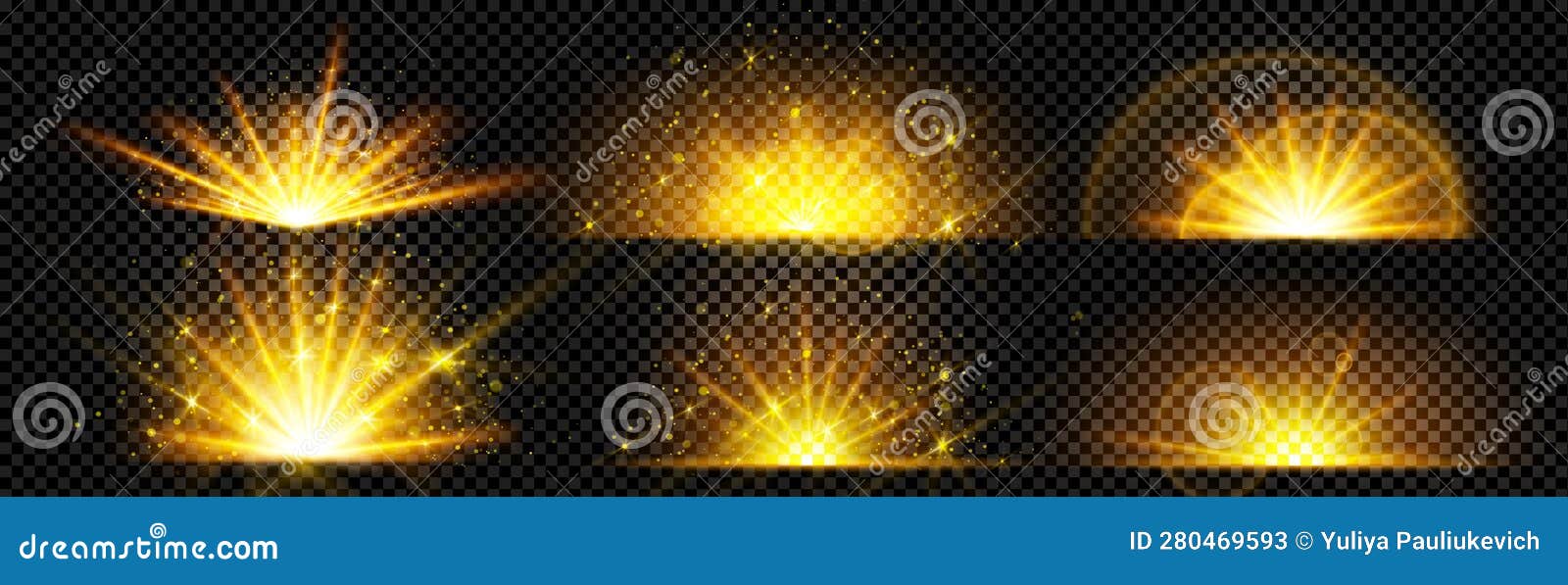 Gold Explode Glow Shine, Sun Ray Burst Effect Stock Vector ...