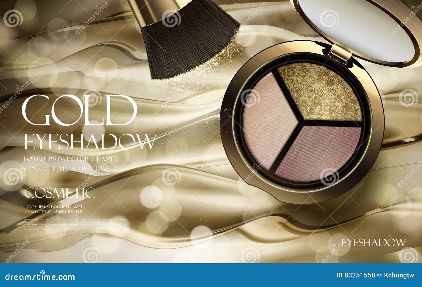 Gold eyeshadow ad stock vector. Illustration of lashes - 83251550