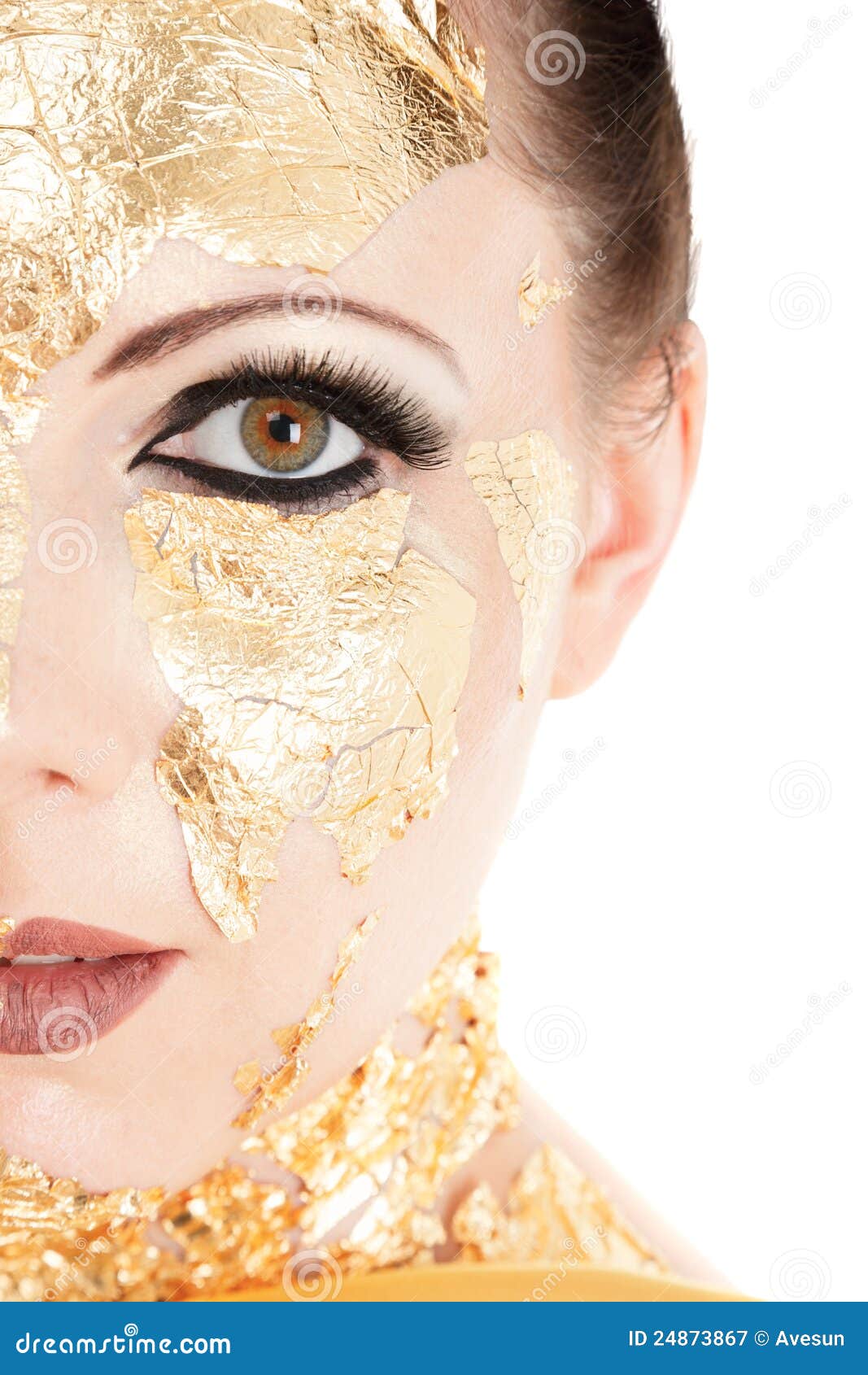 Gold face make-up stock image. Image of female, gold - 24873867