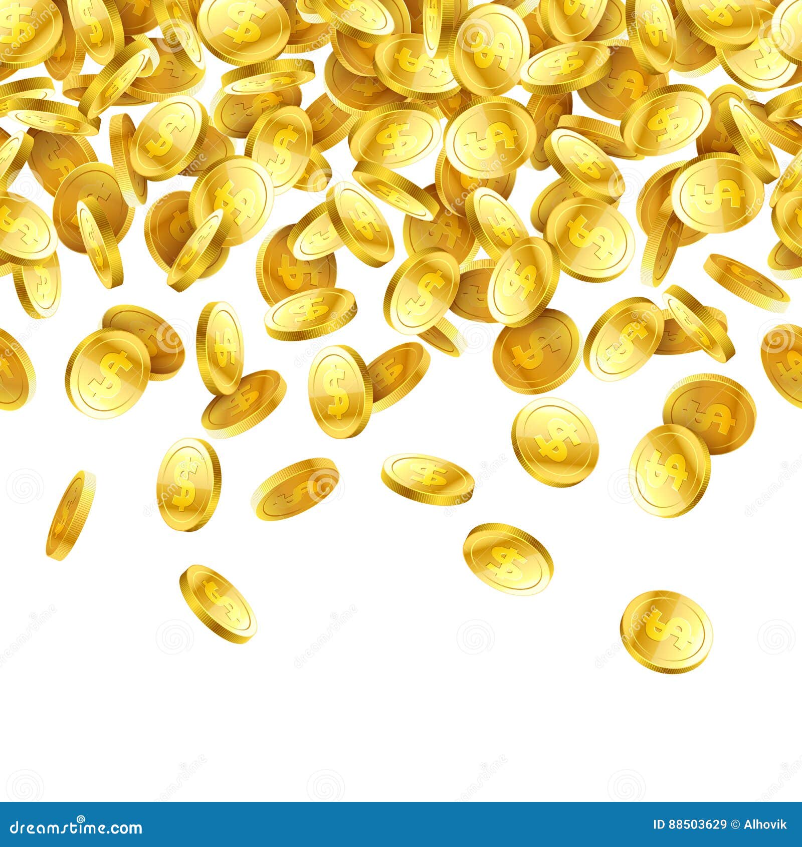Gold Falling 3D Coins on White Background Stock Vector - Illustration ...