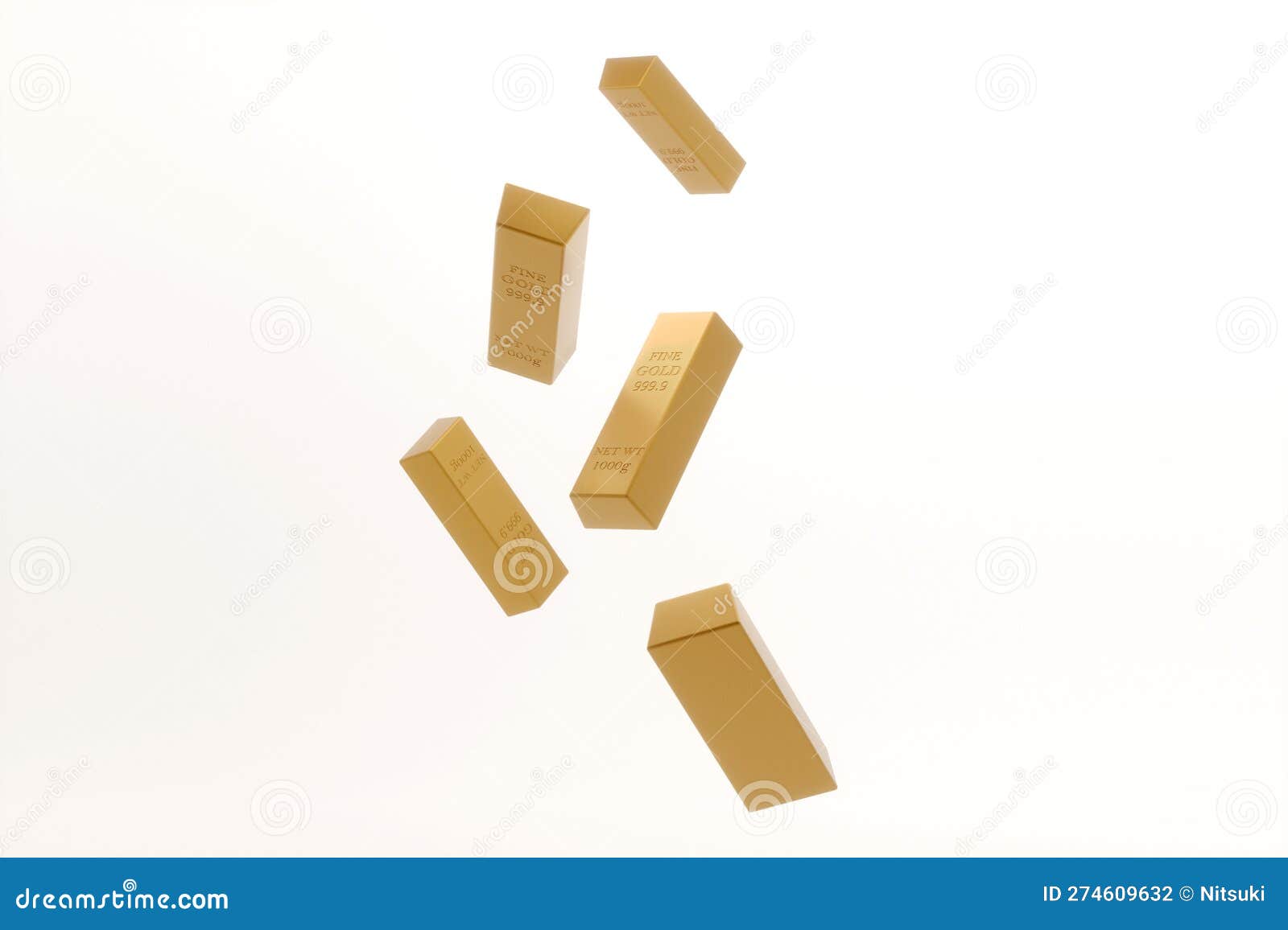 Gold Falling To Ground Isolated White Background Stock Illustration ...