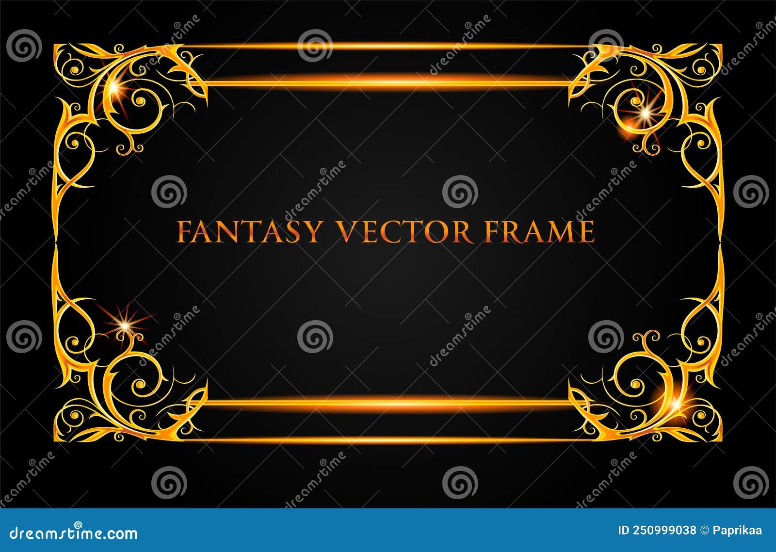 Gold fantasy frame stock vector. Illustration of ornate - 250999038