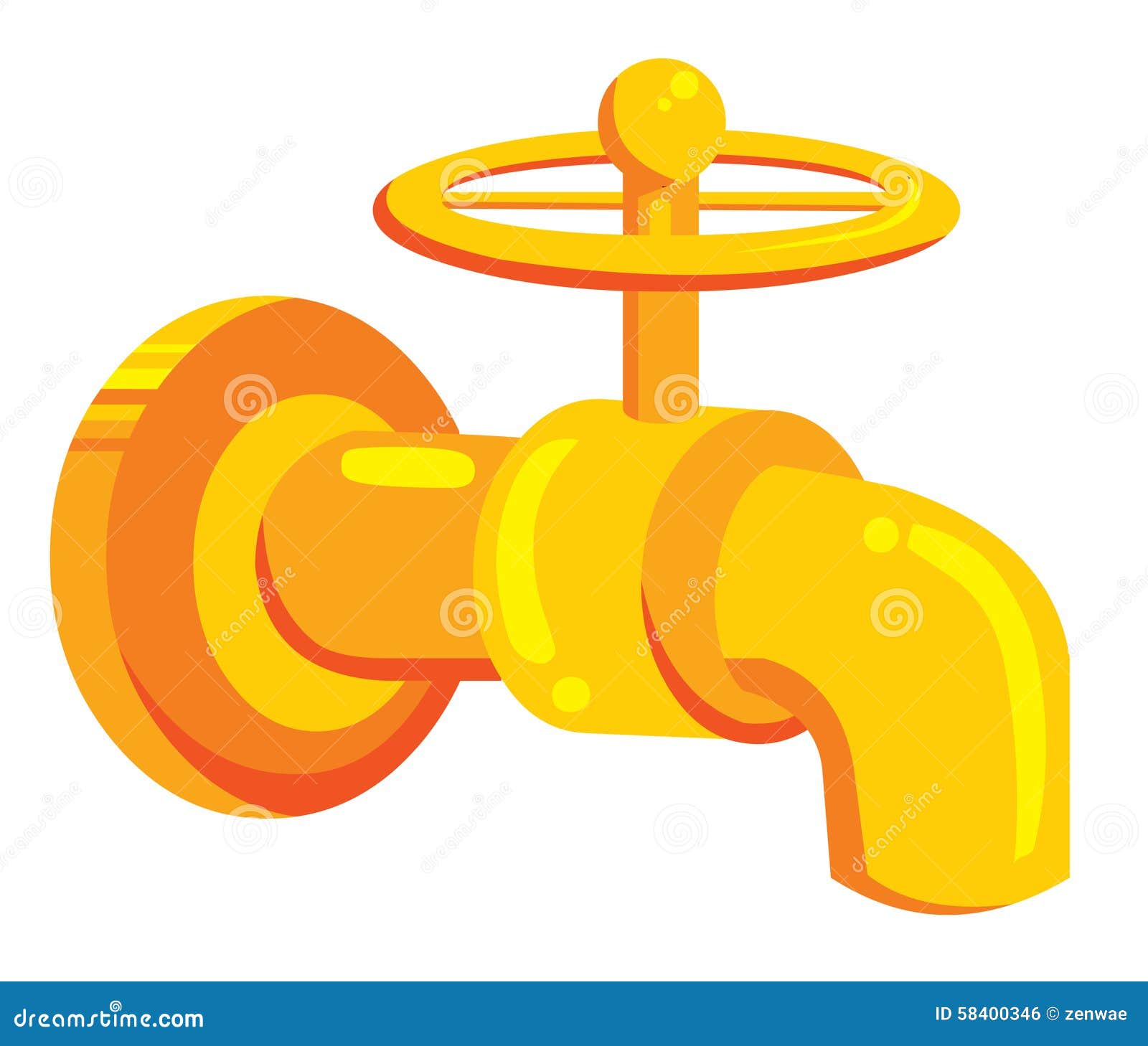 Gold faucet stock vector. Illustration of hygiene, gold - 58400346