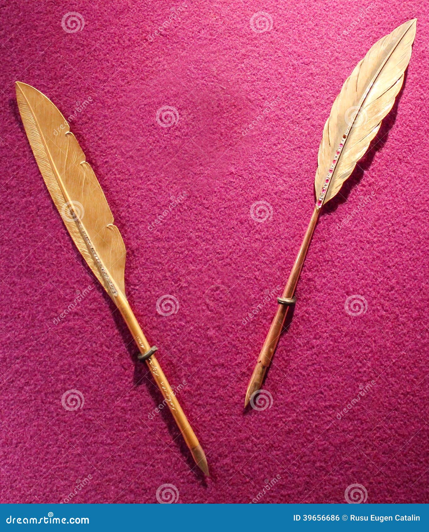 Gold feather pen stock photo. Image of antique, write - 39656686