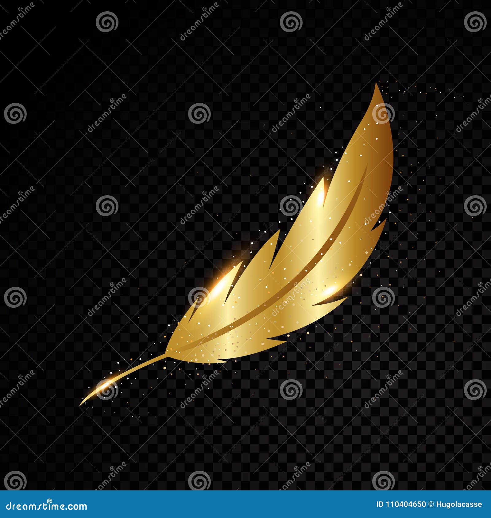 Gold Feather Vector Illustration Stock Vector - Illustration of gold ...