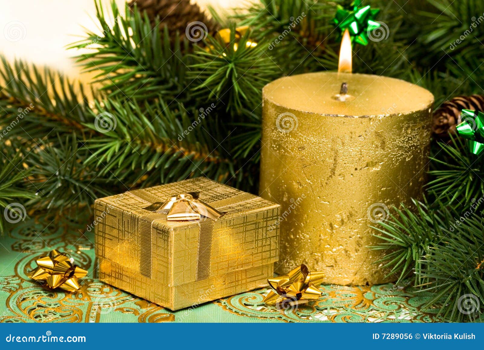 Gold festive candle stock photo. Image of merry, happy - 7289056