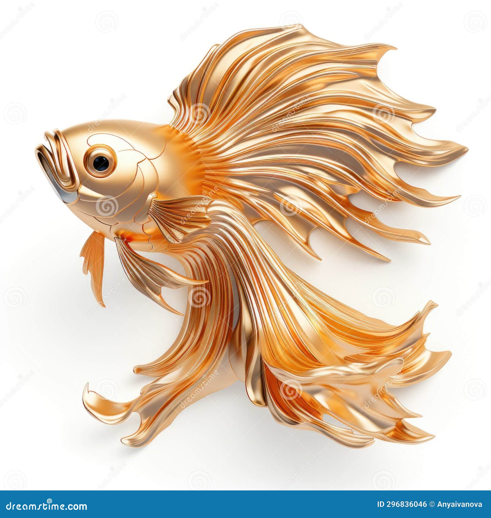 A Gold Fighting Fish is Shown on a White Surface Stock Illustration ...