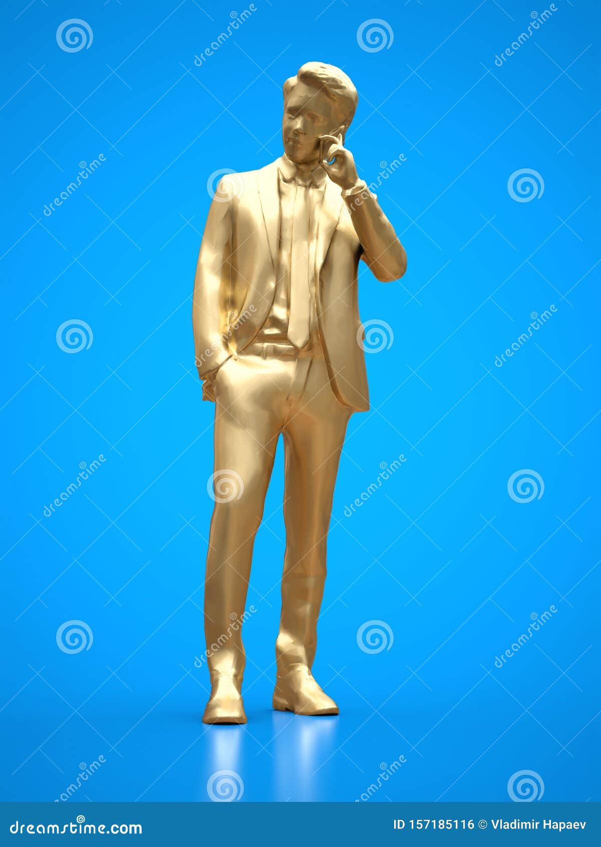 Gold Figure Businessmen Talking on the Phone. 3d Rendering Stock ...