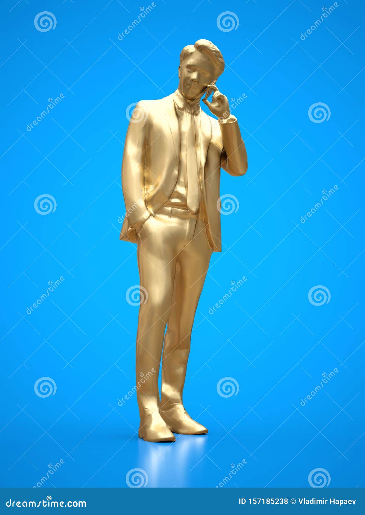 Gold Figure Businessmen Talking on the Phone. 3d Rendering Stock ...