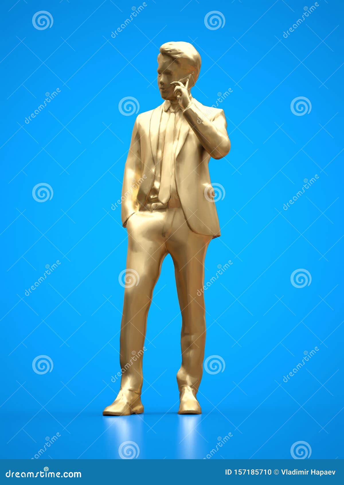 Gold Figure Businessmen Talking on the Phone. 3d Rendering Stock ...