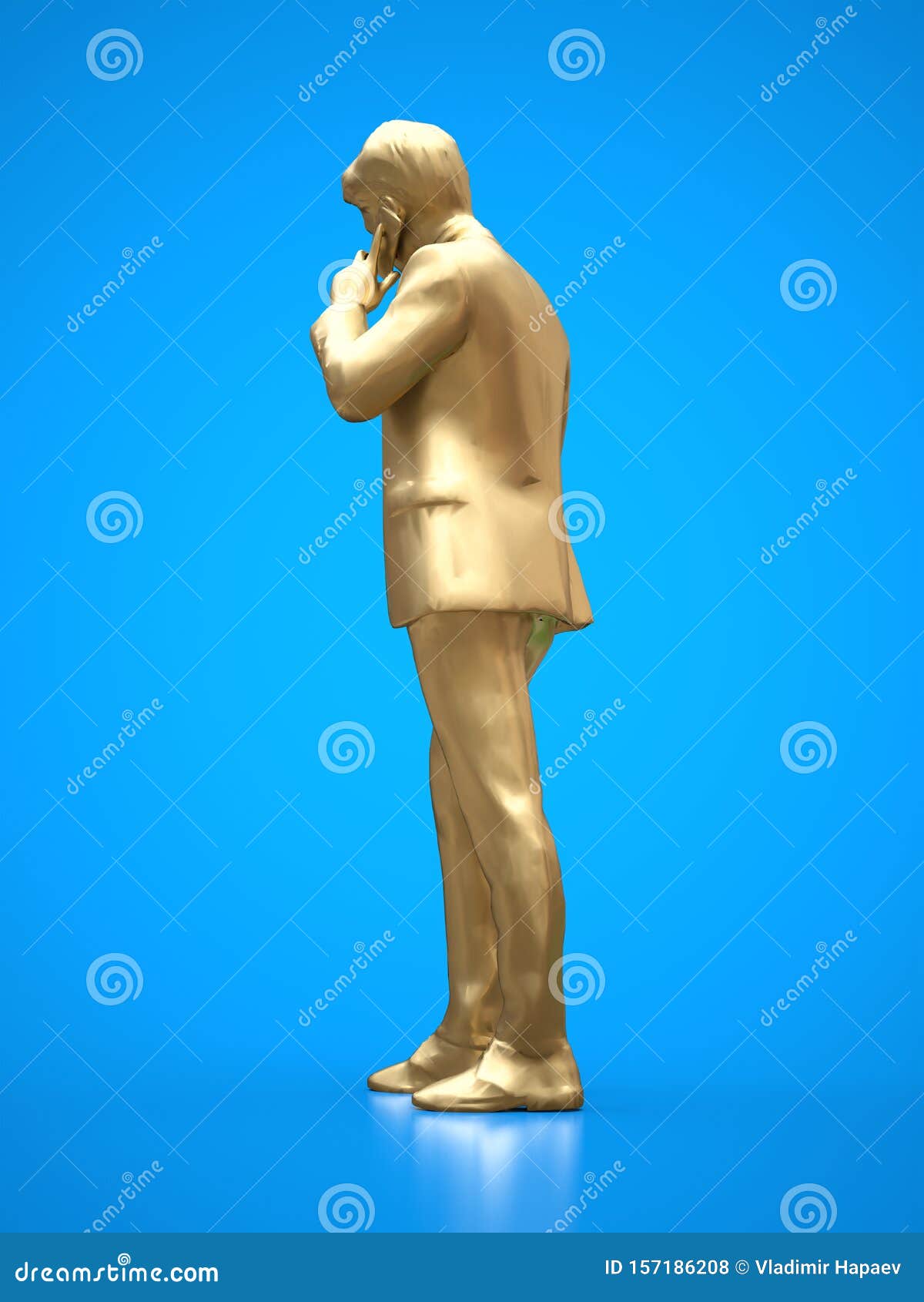 Gold Figure Businessmen Talking on the Phone. 3d Rendering Stock ...