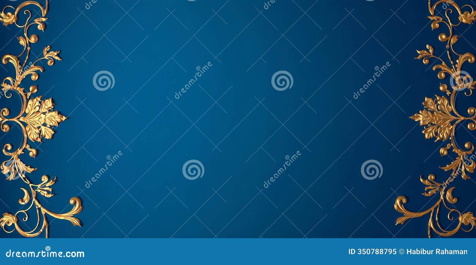 Gold Filigree Design on a Blue Background Stock Illustration ...