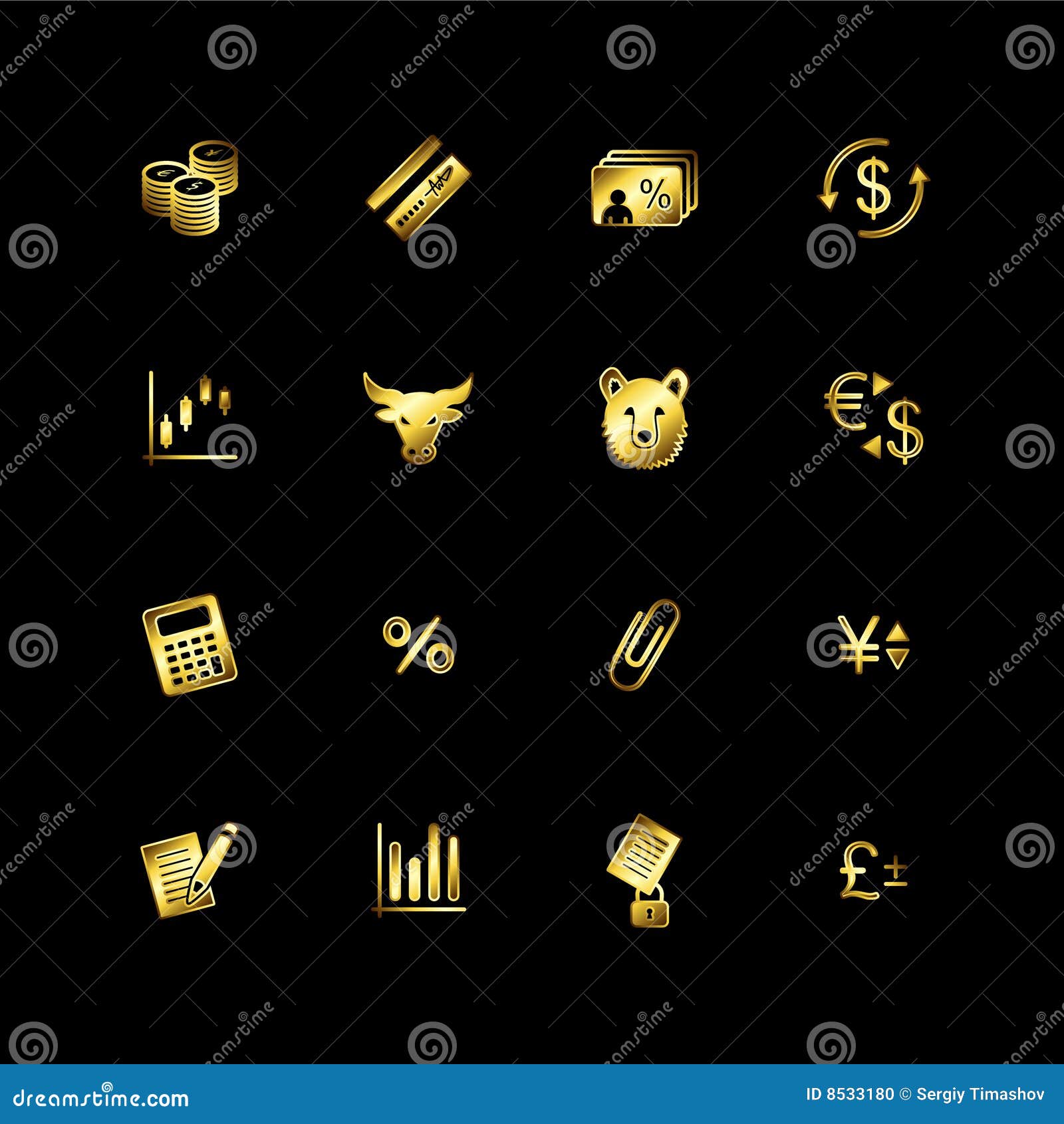 Gold finance icons stock illustration. Illustration of banking - 8533180