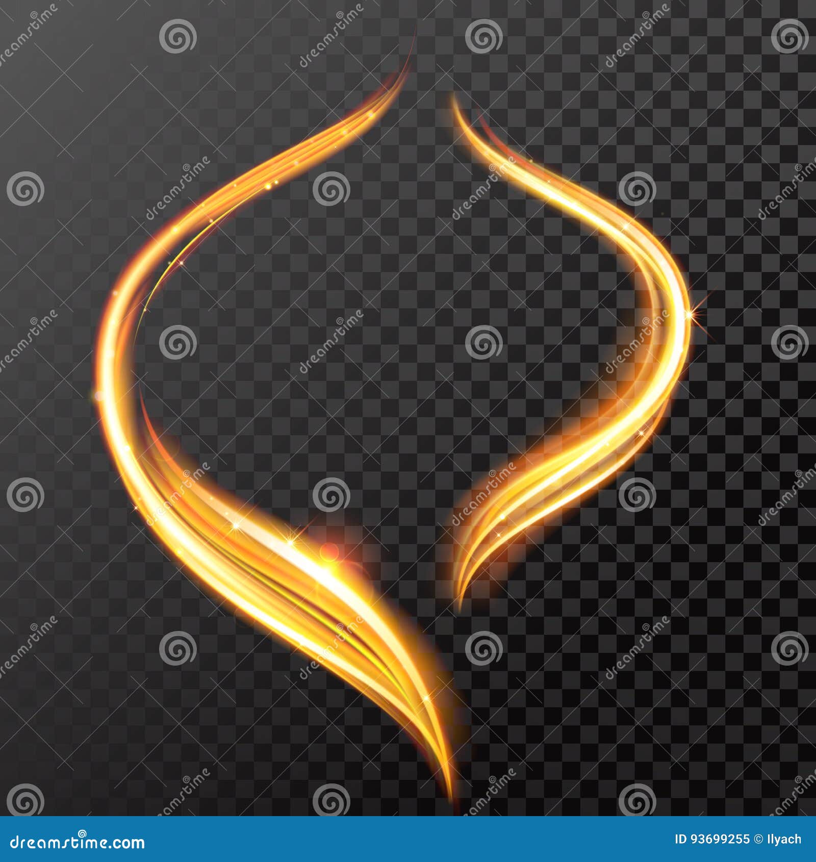 Gold Fire or Glow Light Circle with Glitter Effect on Vector ...