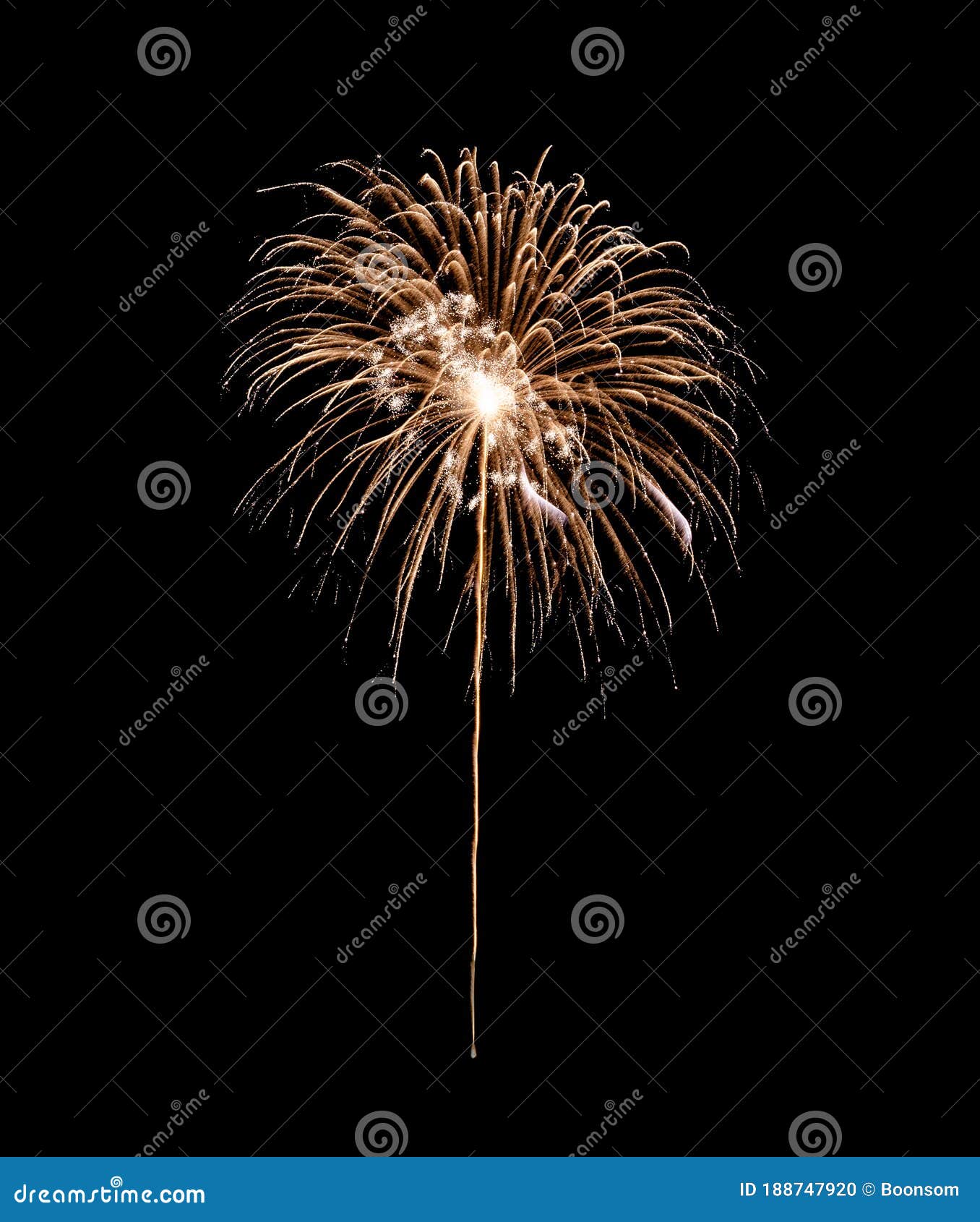 Gold firework in dark sky stock photo. Image of abstract - 188747920