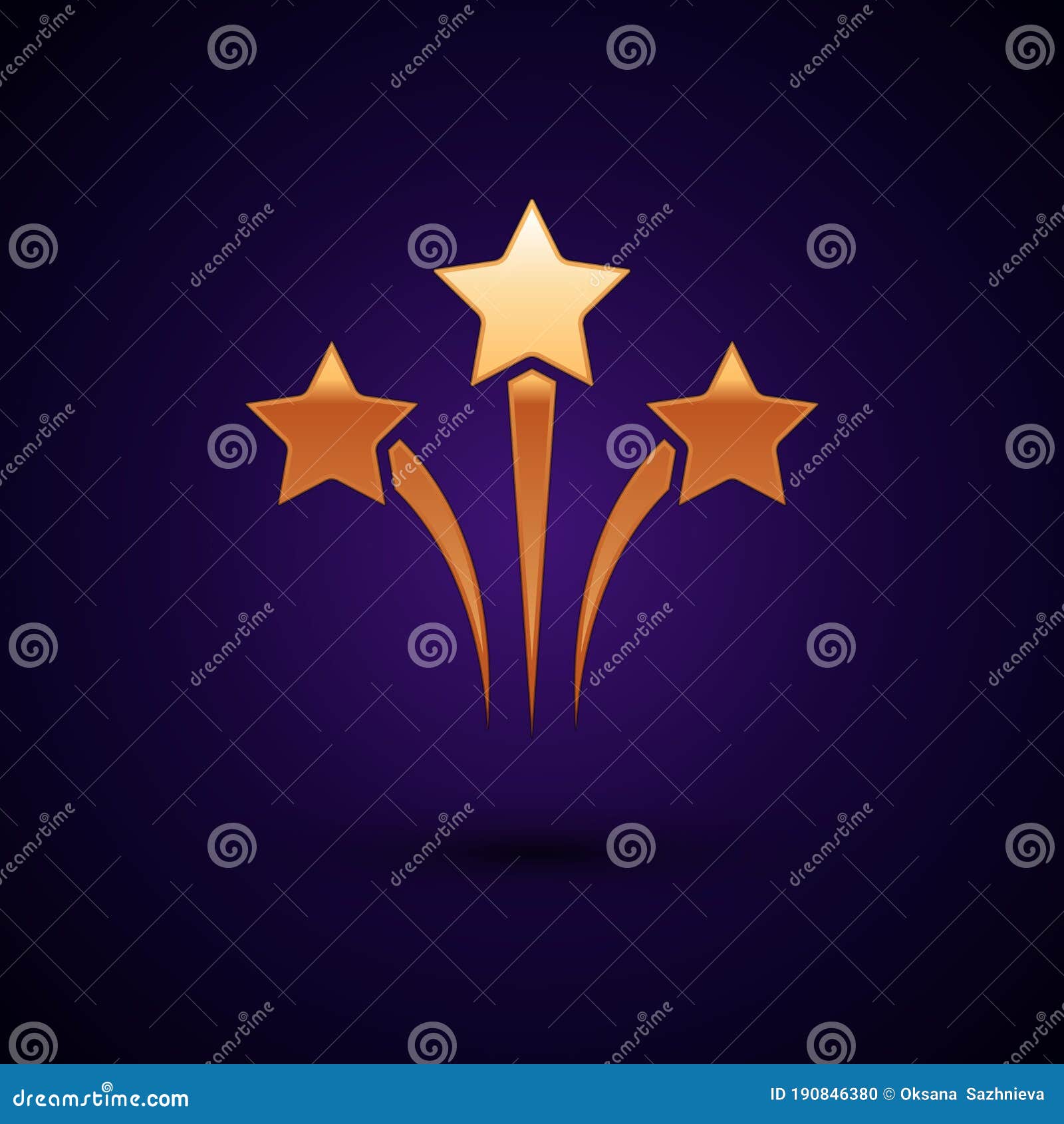 Gold Firework Icon Isolated on Black Background. Concept of Fun Party ...