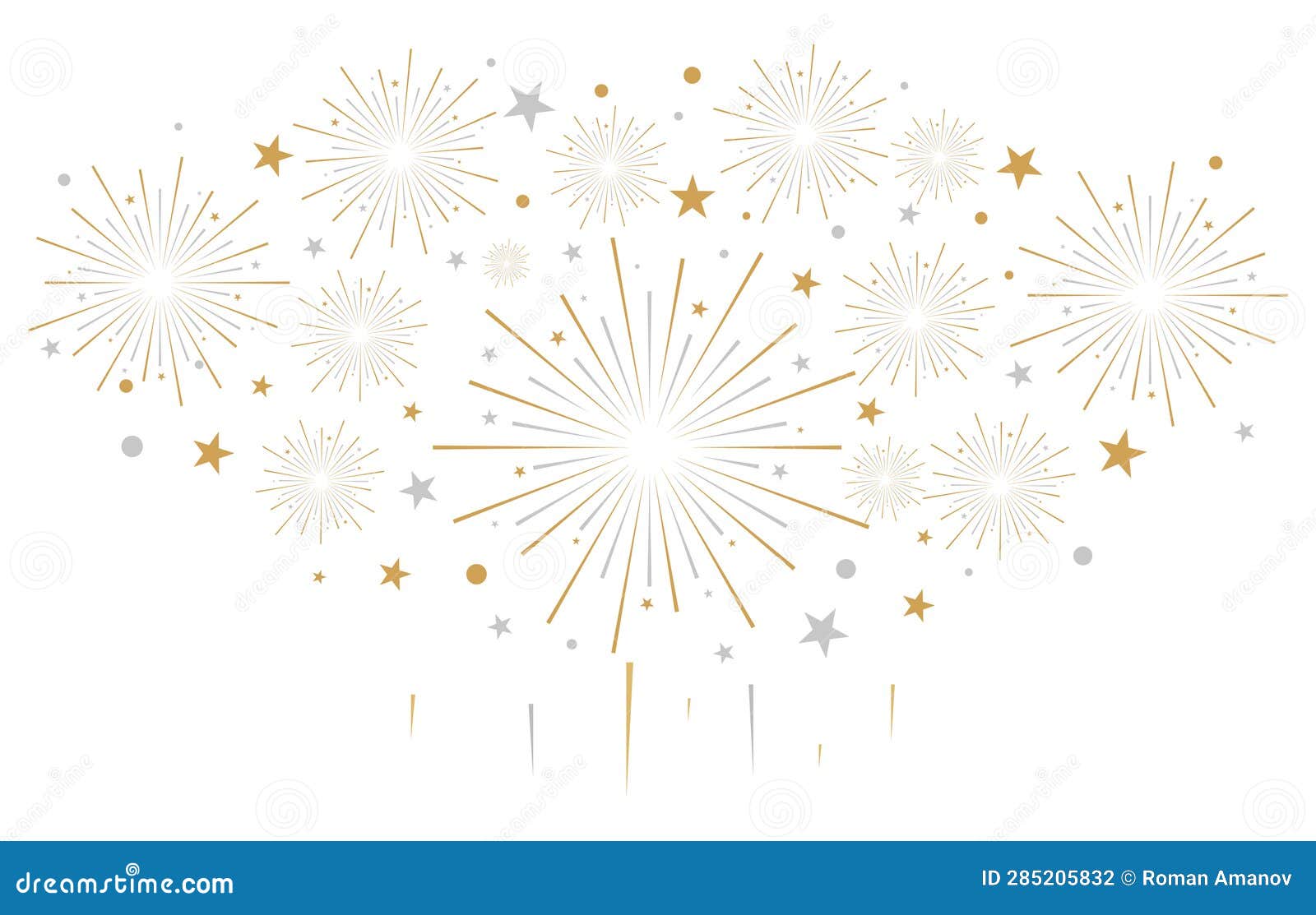 Gold Fireworks, Olden Firework On Black Background Design. 2024 ...