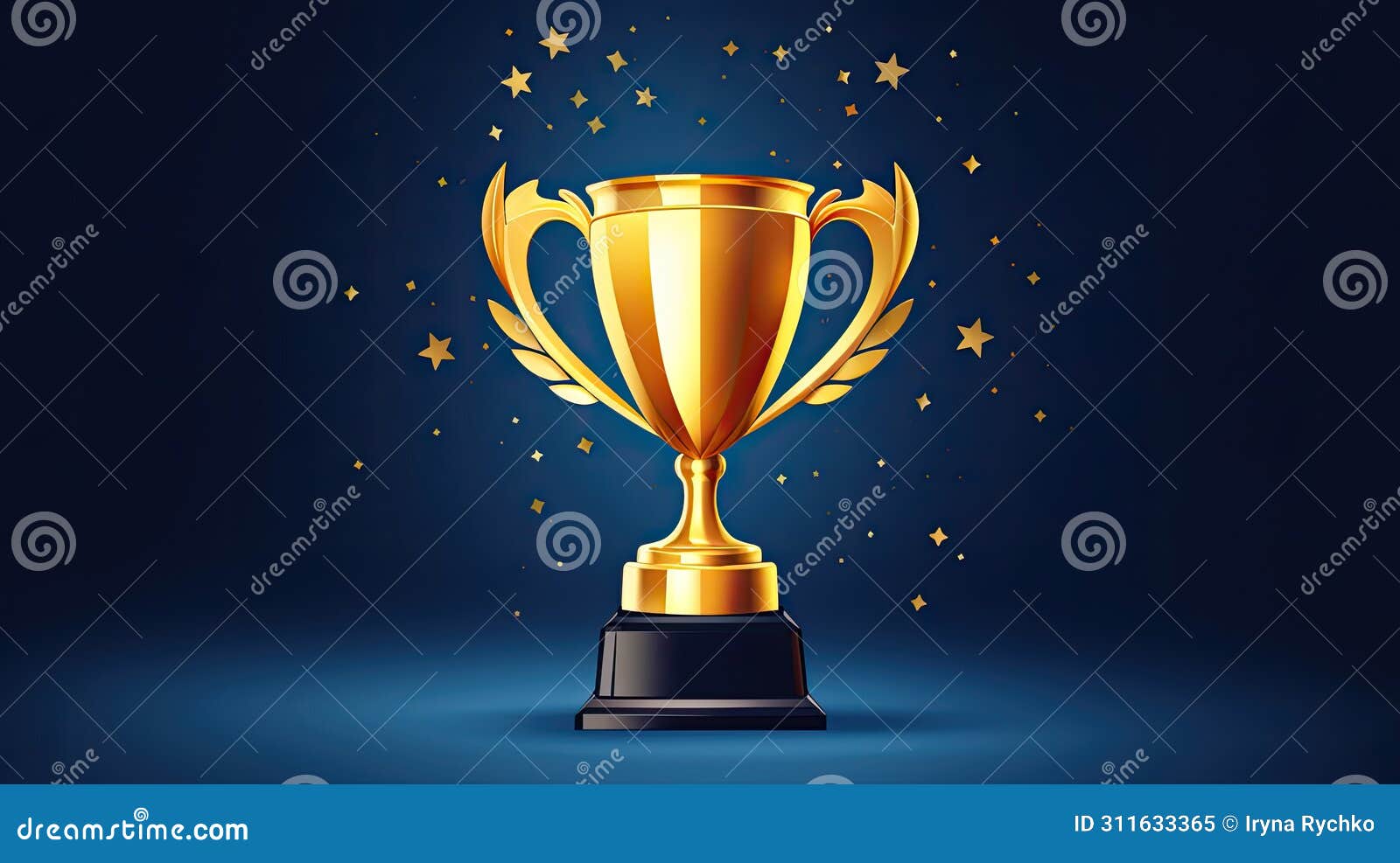Gold First Place Winners Trophy with Confetti Stock Illustration ...