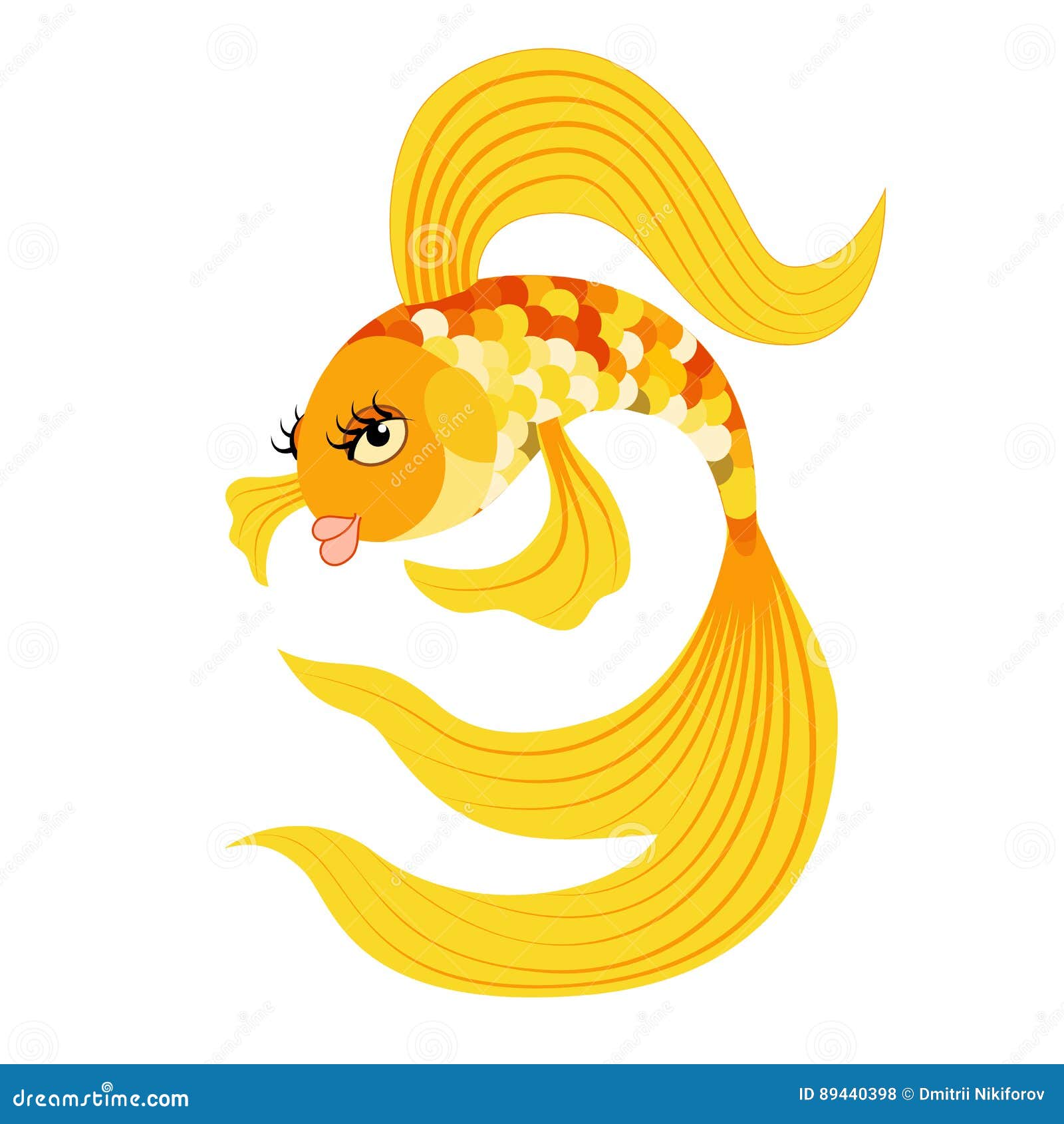 Gold Fish from a Fairy Tale. Vector Illustration Stock Vector ...