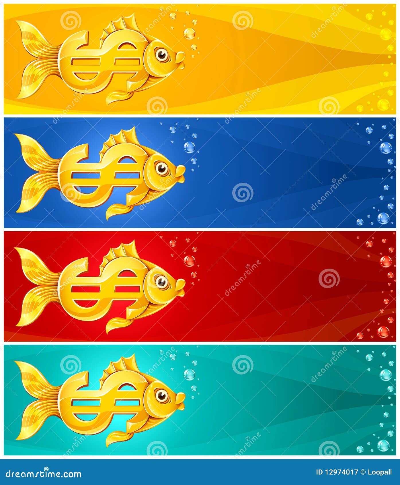 Gold Fish in Form of Dollar Currency Sign Stock Illustration ...