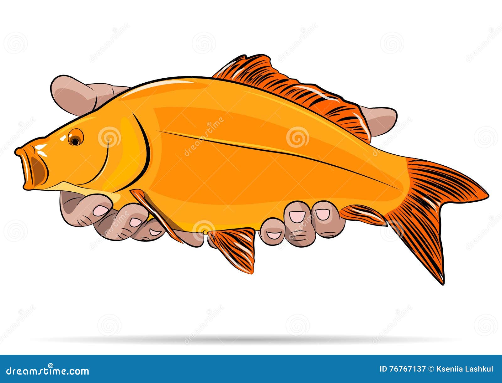 Gold Fish In A Hands. Cartoon Vector | CartoonDealer.com #76767137