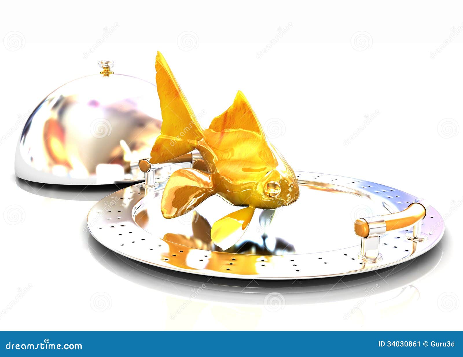 Gold Fish on a Restaurant Cloche Stock Illustration - Illustration of ...