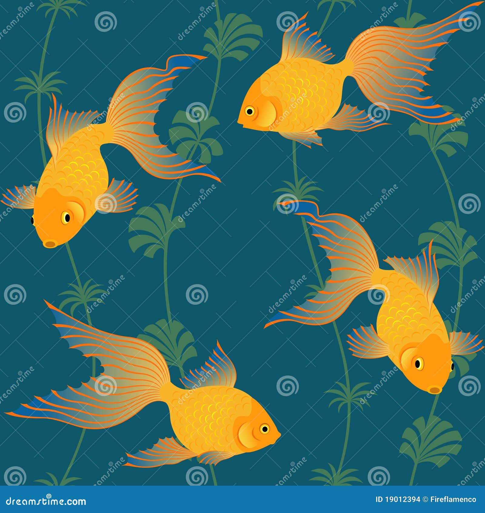 Gold fish seamless pattern stock vector. Illustration of colourful ...