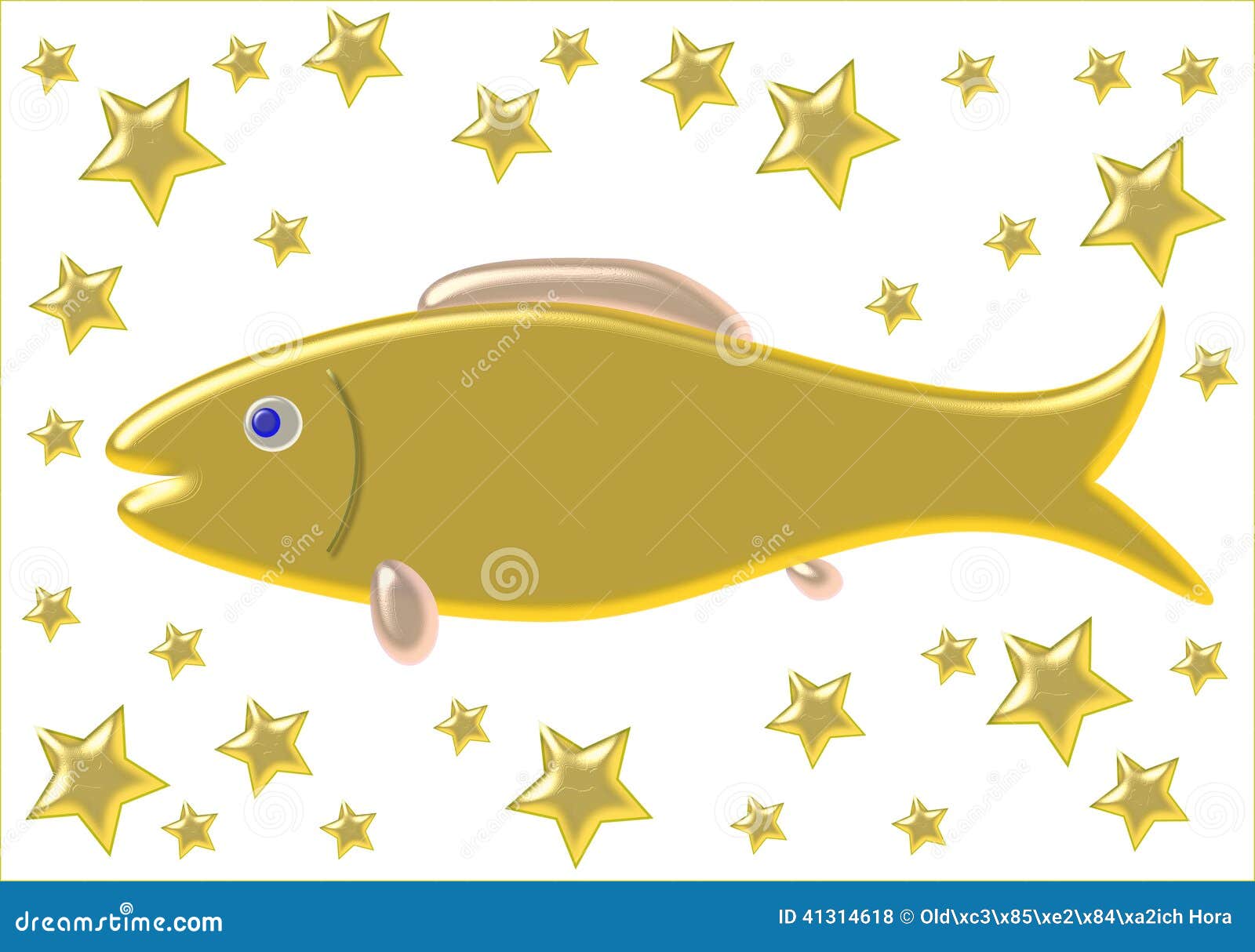 Gold fish with the Stars stock illustration. Illustration of indoor ...
