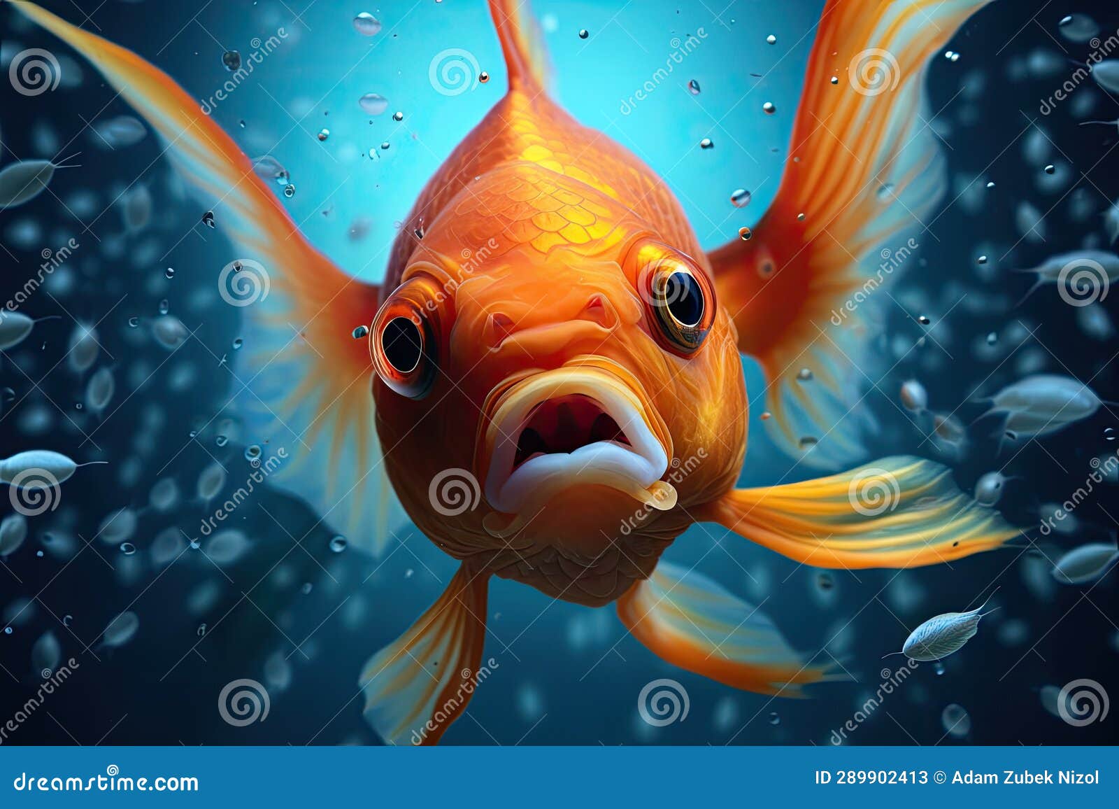 A Gold Fish with a Surprised Face Stock Illustration - Illustration of ...
