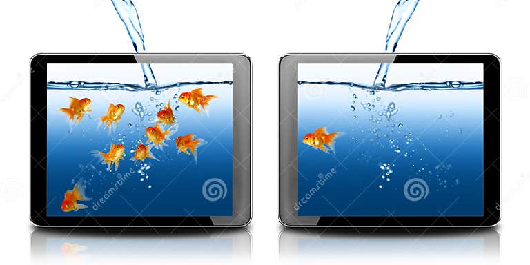 Gold Fish in Tablet Computer Pc Stock Illustration - Illustration of ...