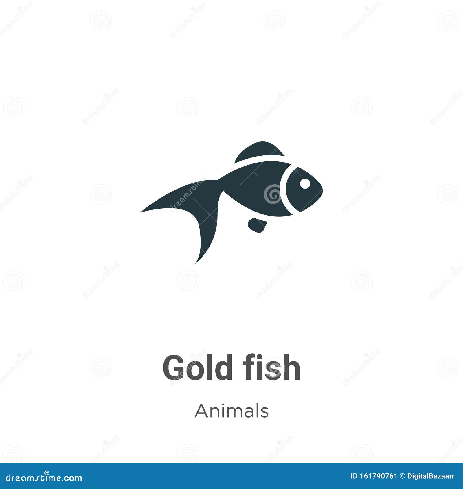 Gold Fish Vector Icon on White Background. Flat Vector Gold Fish Icon ...