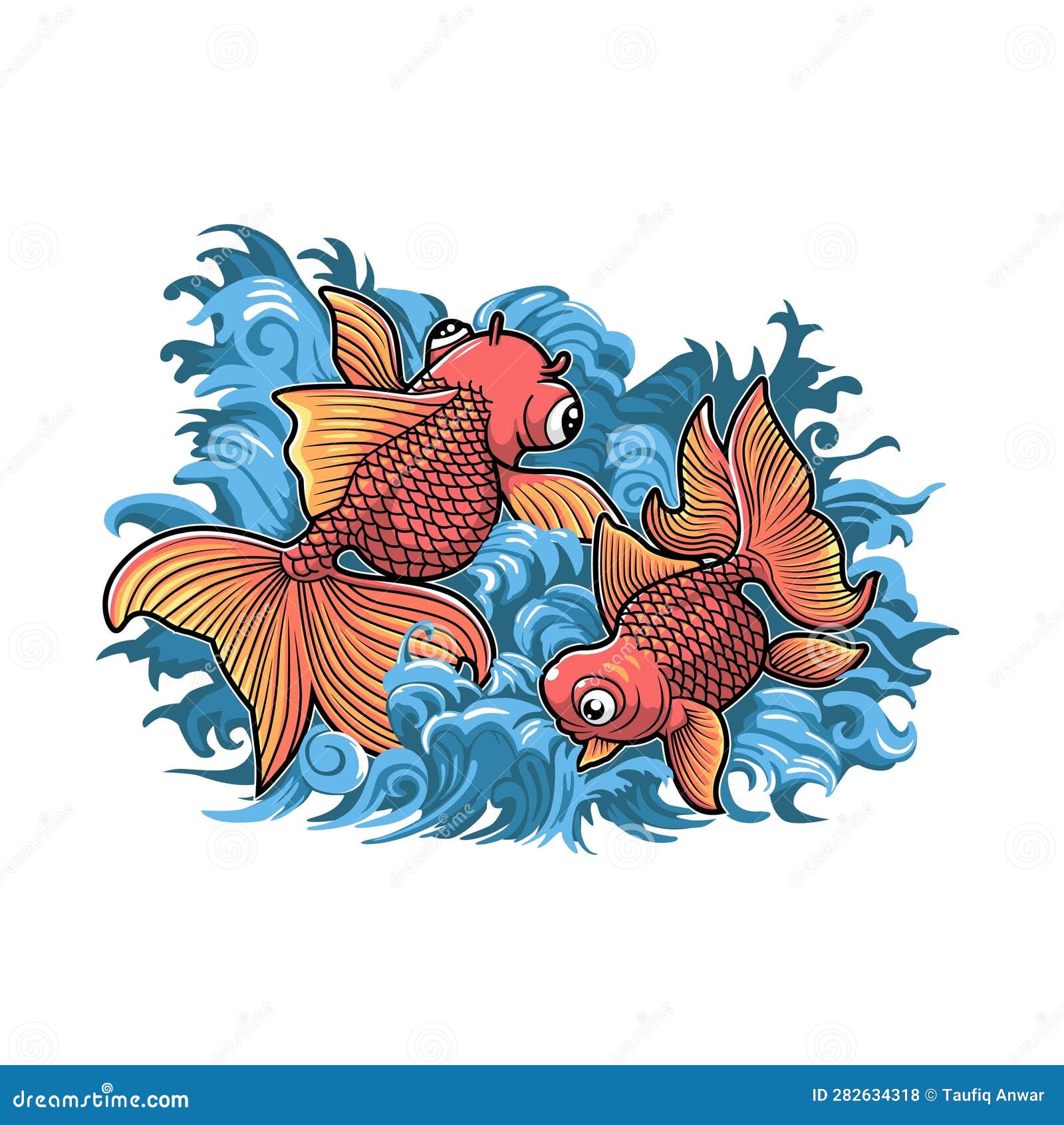 Gold Fish Vector Illustratin T-shirt Design Stock Vector - Illustration ...