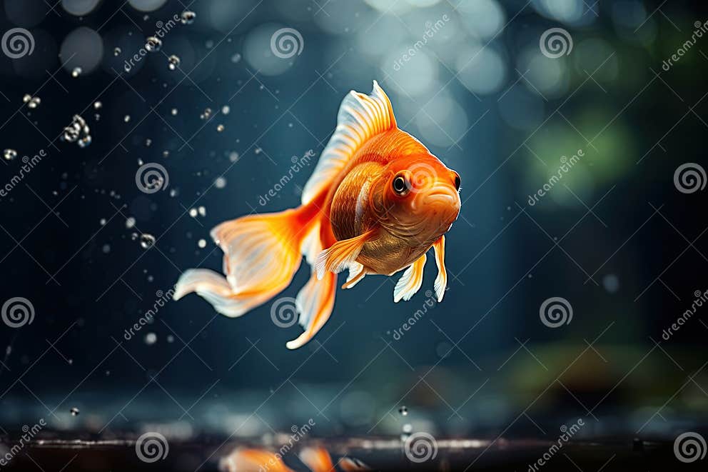 Gold Fish in the Water. Ai Generative Stock Image - Image of freedom ...