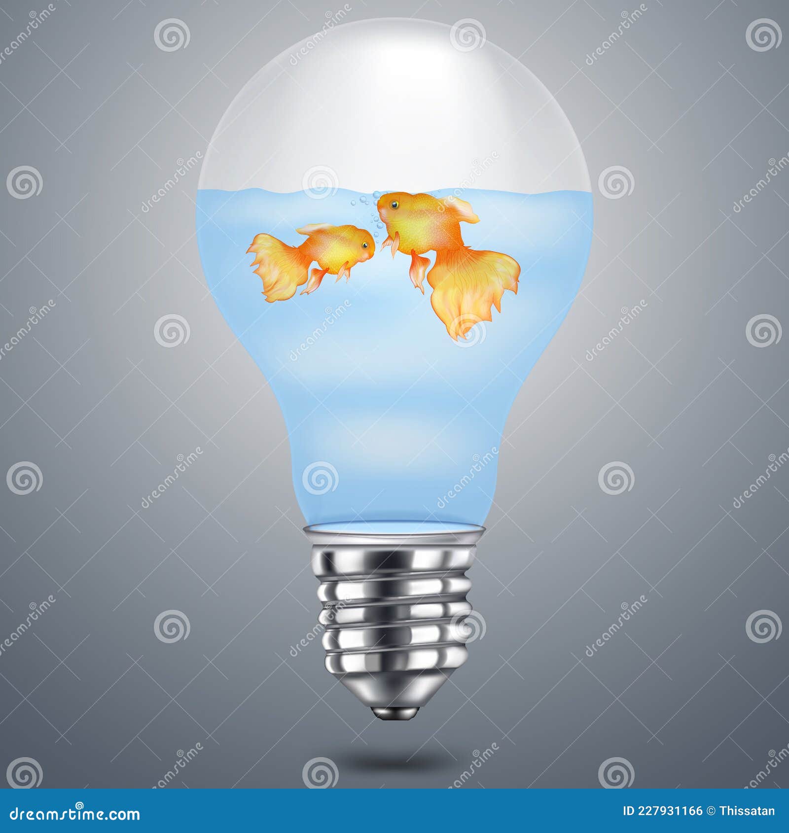 Gold Fish in Water Inside an Electric Light Bulb Stock Vector ...
