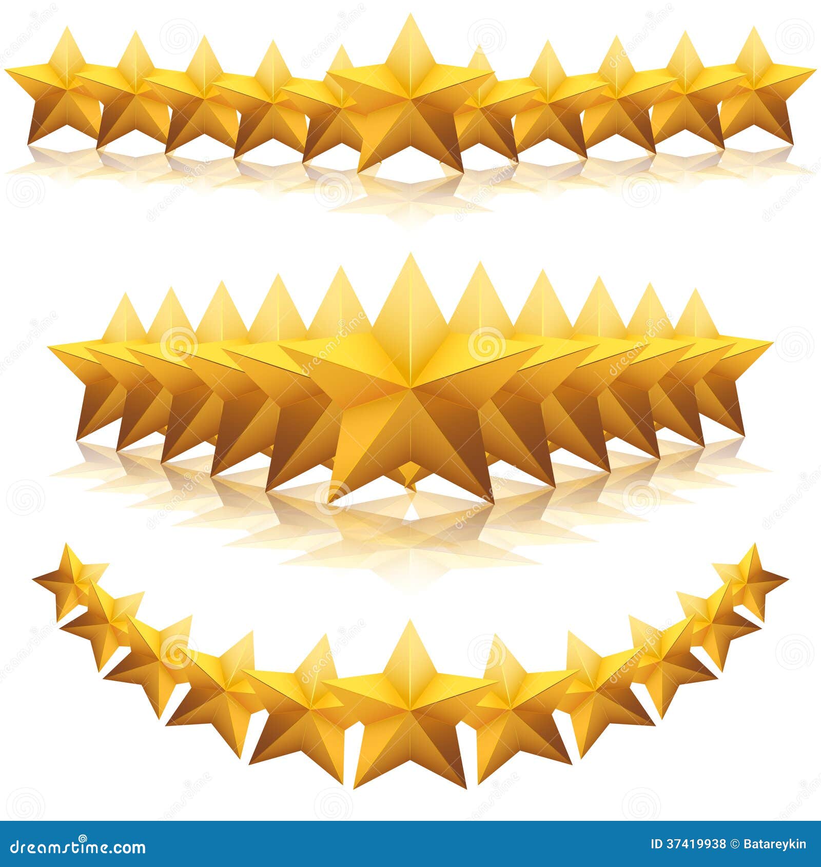 Gold Five-pointed Premium Stars. Vector Stock Vector - Illustration of ...