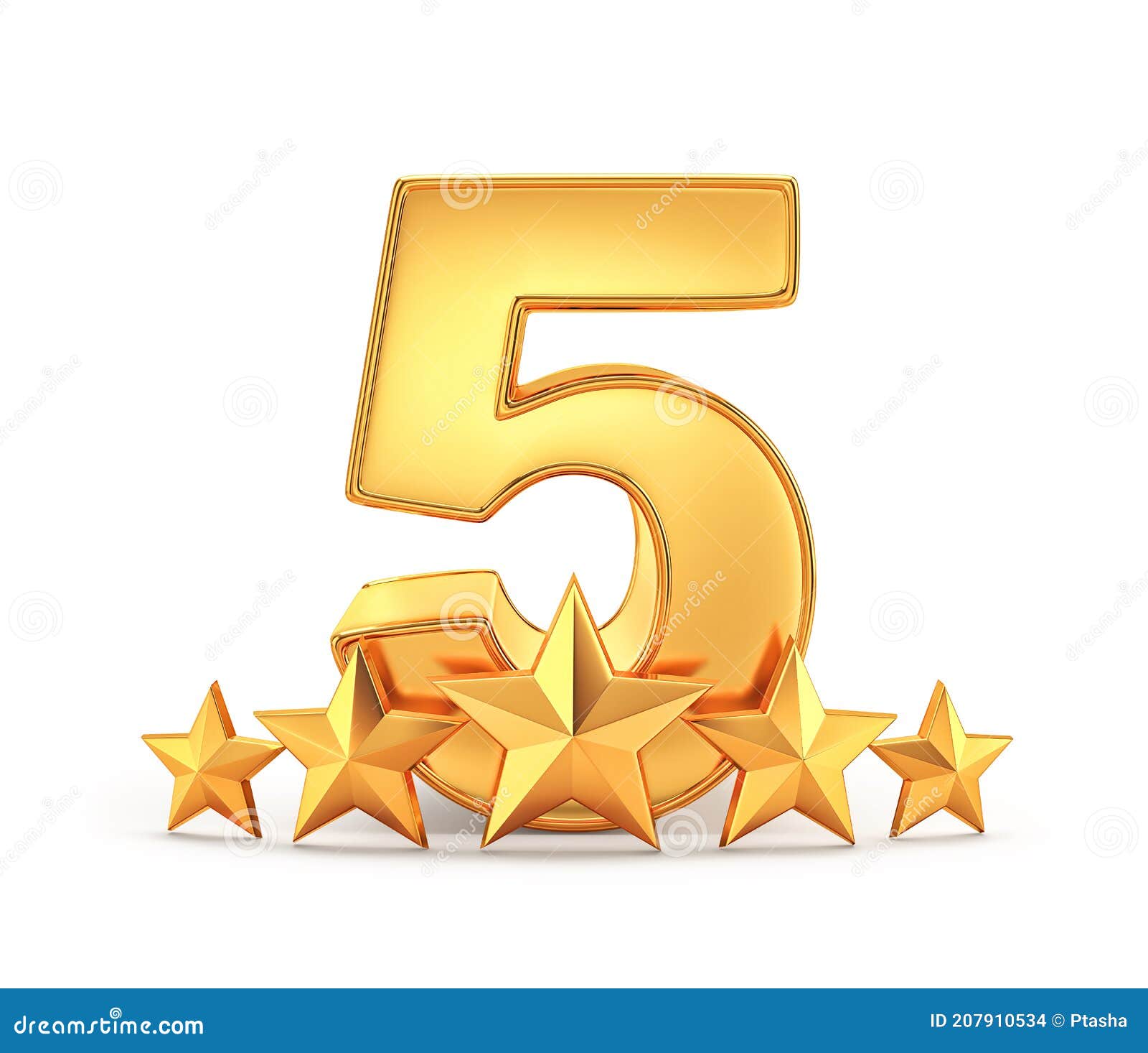 Gold Five Star Quality Rating Isolated on White Stock Illustration ...