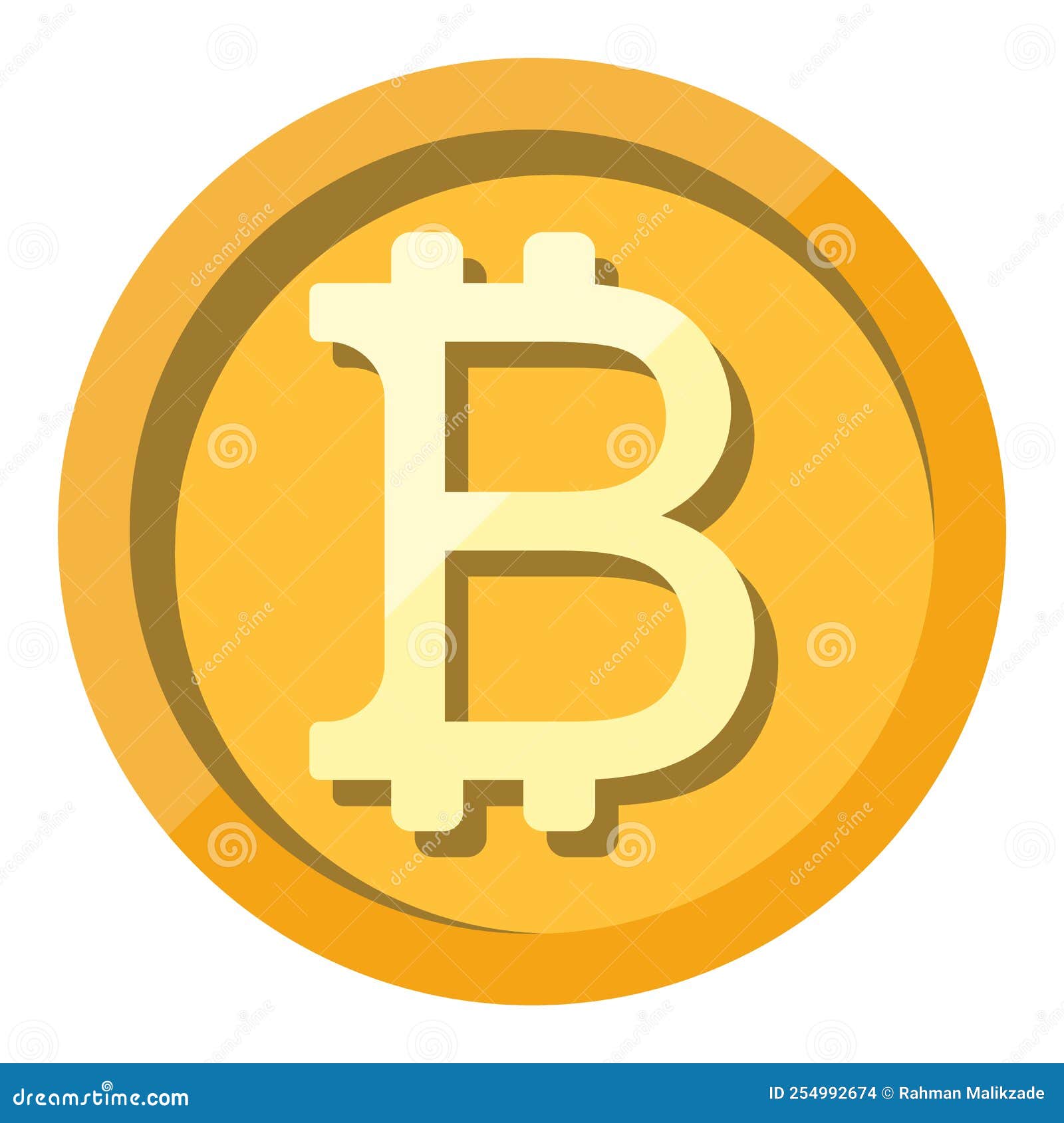 Gold Flat Bitcoin Icon. Bitcoin Digital Money Vector Illustration Stock ...