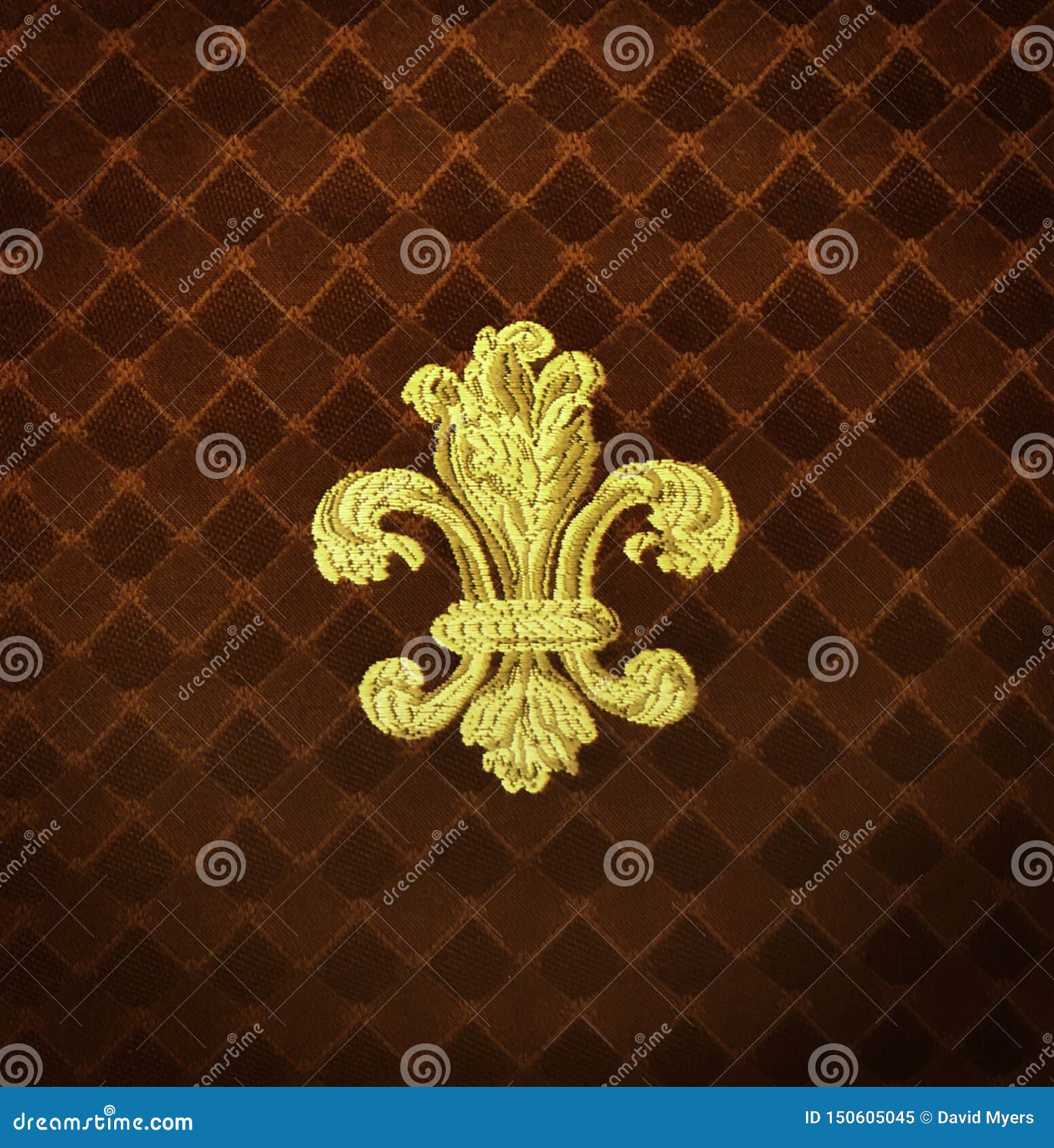 Gold Fleur-De-Lis Fence Ornament On Wrought Iron Fence Stock ...