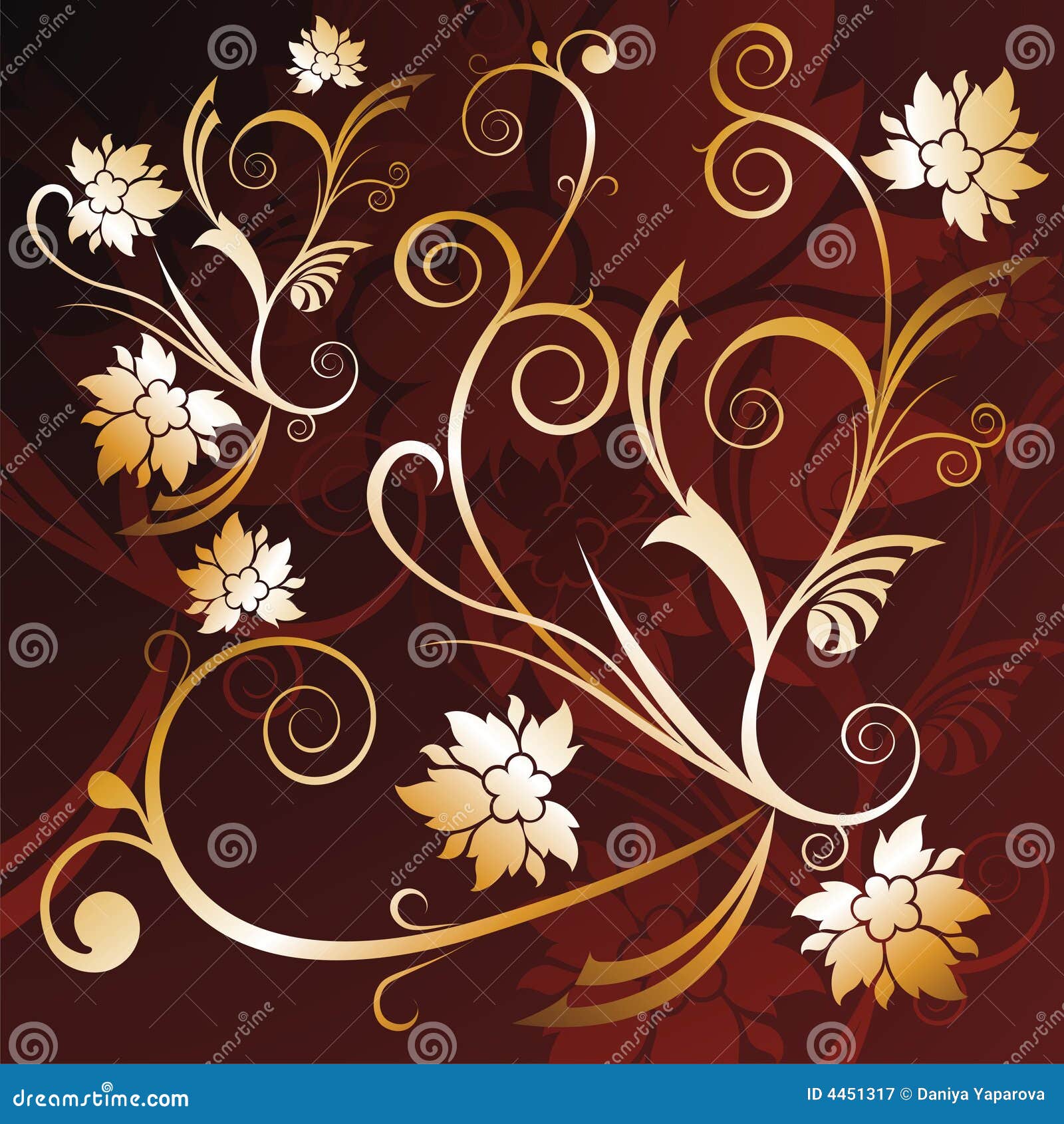 Gold floral background stock vector. Illustration of blossom - 4451317