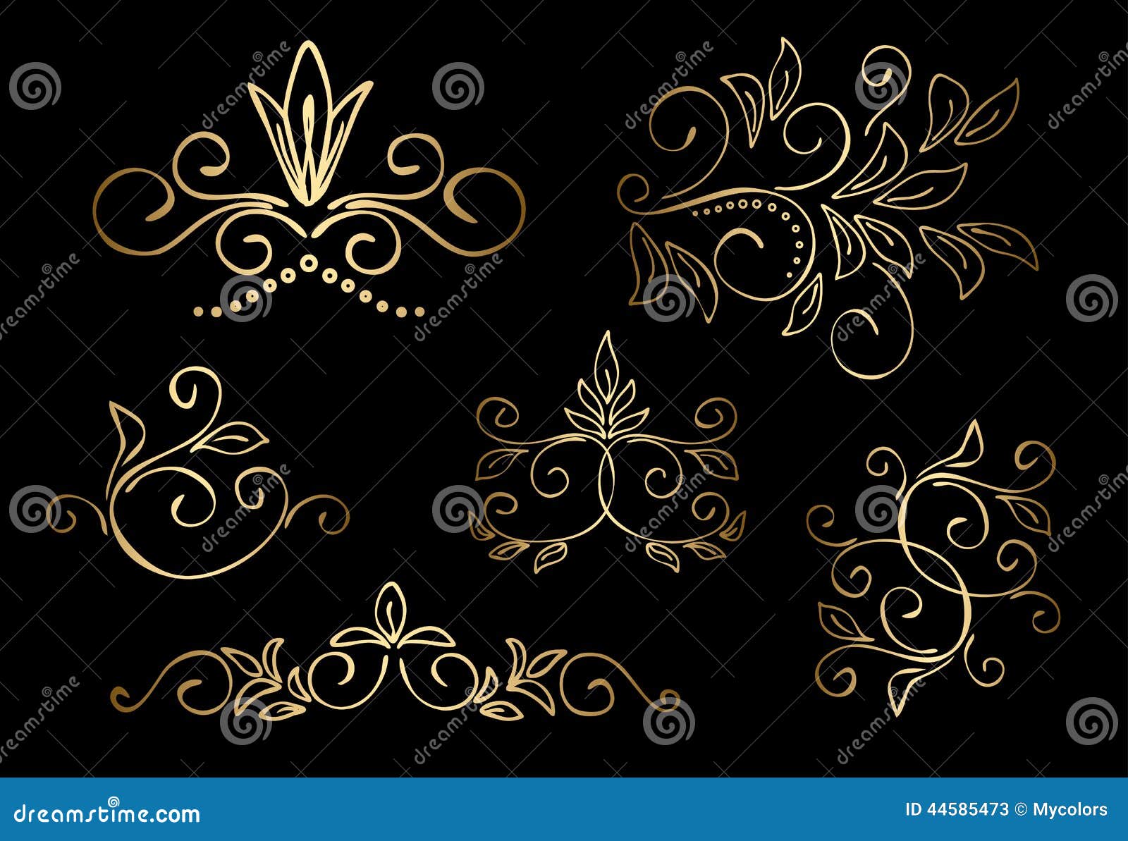 Gold Floral Vector Design Elements - Set Stock Vector - Illustration of ...