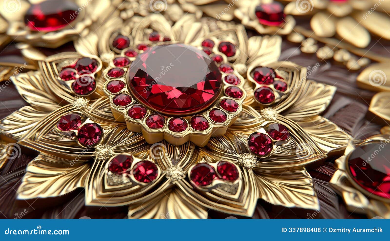 The Gold Floral Designs Have Ruby Gems Set Against a Dark Blue Marble ...