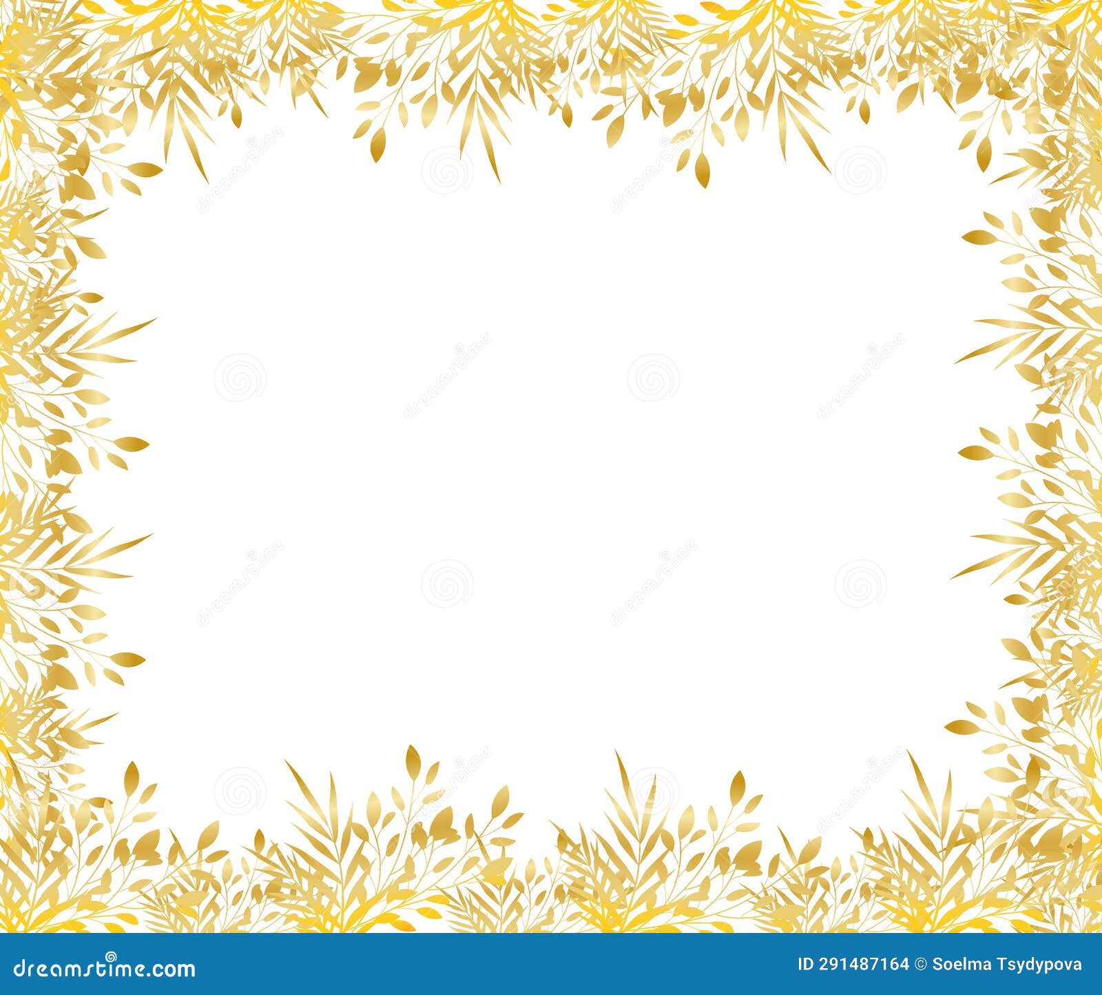 Gold floral frame. Vector stock vector. Illustration of frame - 291487164